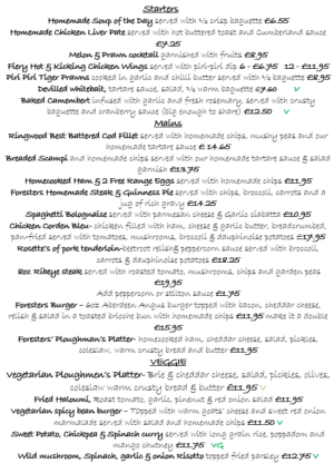 Food and Drinks Menus | The Foresters Arms in Brockenhurst New Forest