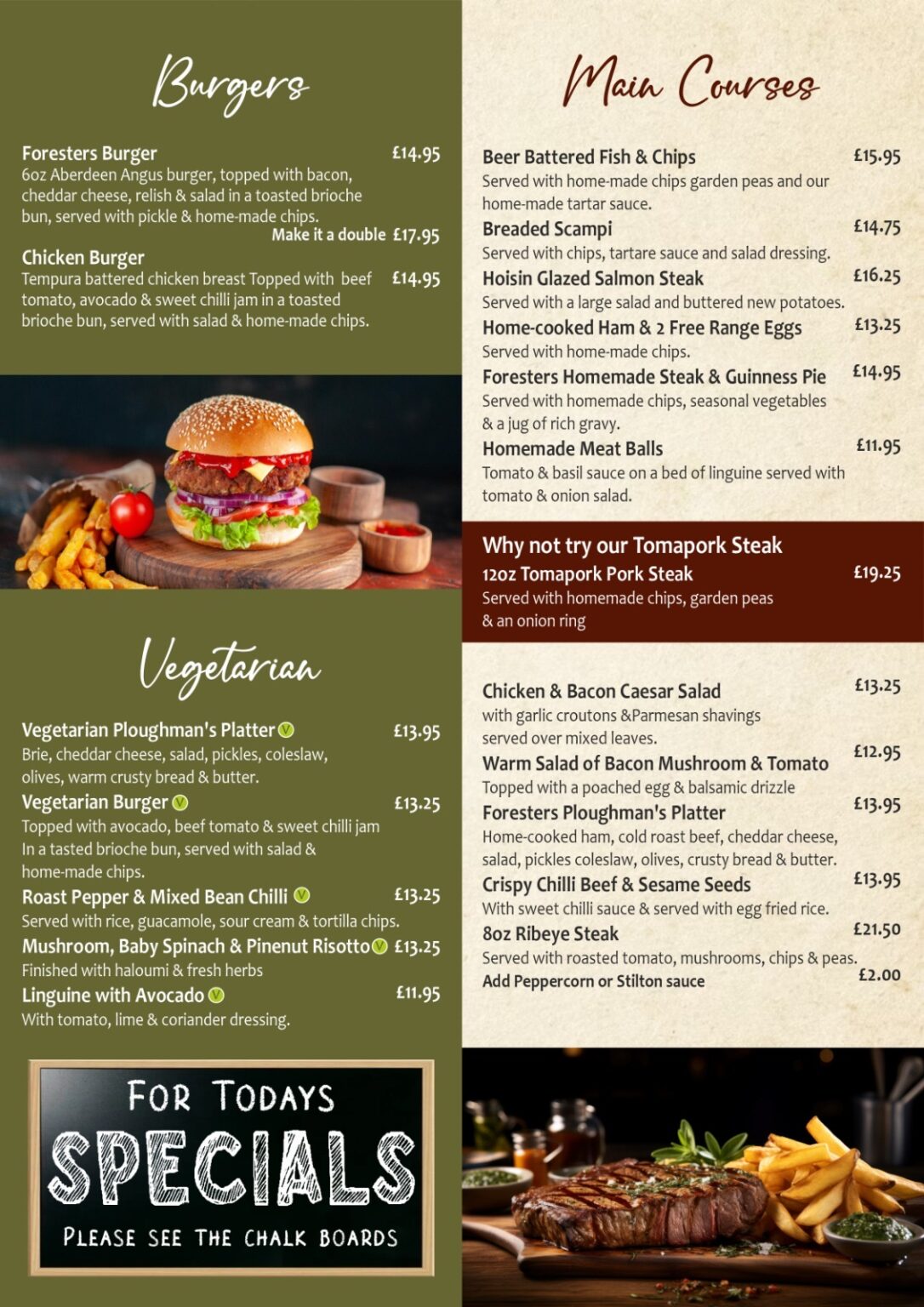Food and Drinks Menus | The Foresters Arms in Brockenhurst New Forest