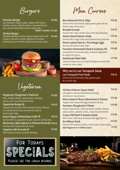 Food and Drinks Menus | The Foresters Arms in Brockenhurst New Forest
