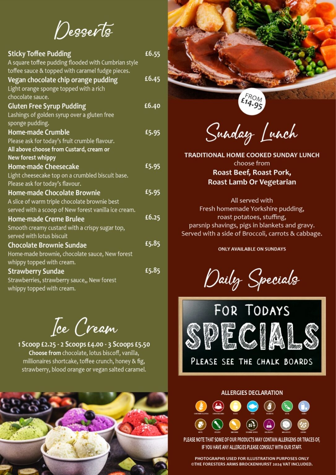 Food and Drinks Menus | The Foresters Arms in Brockenhurst New Forest