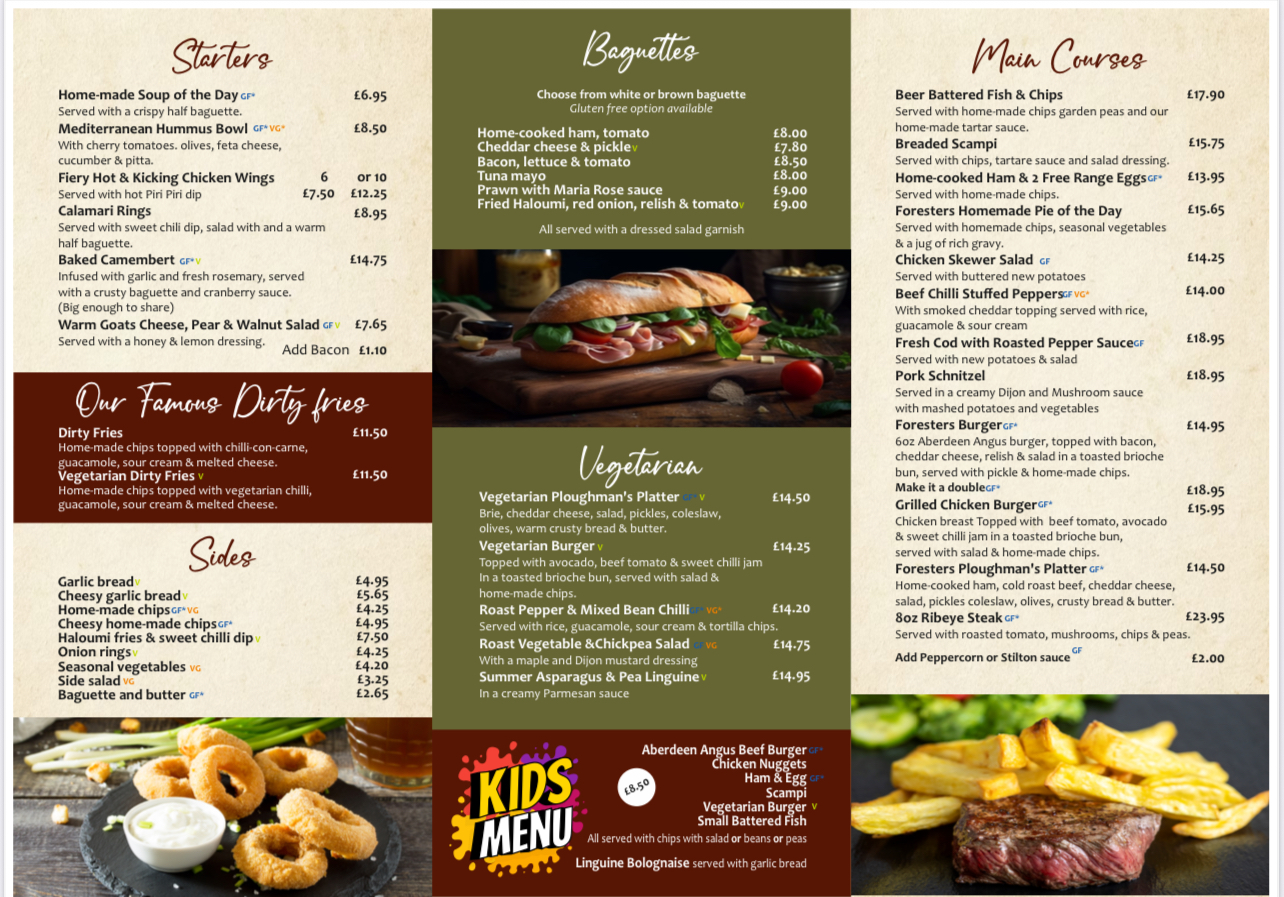 Food and Drinks Menus | The Foresters Arms in Brockenhurst New Forest