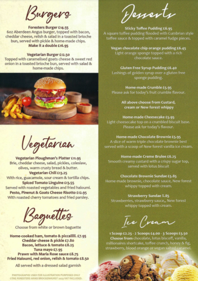 Food and Drinks Menus | The Foresters Arms in Brockenhurst New Forest